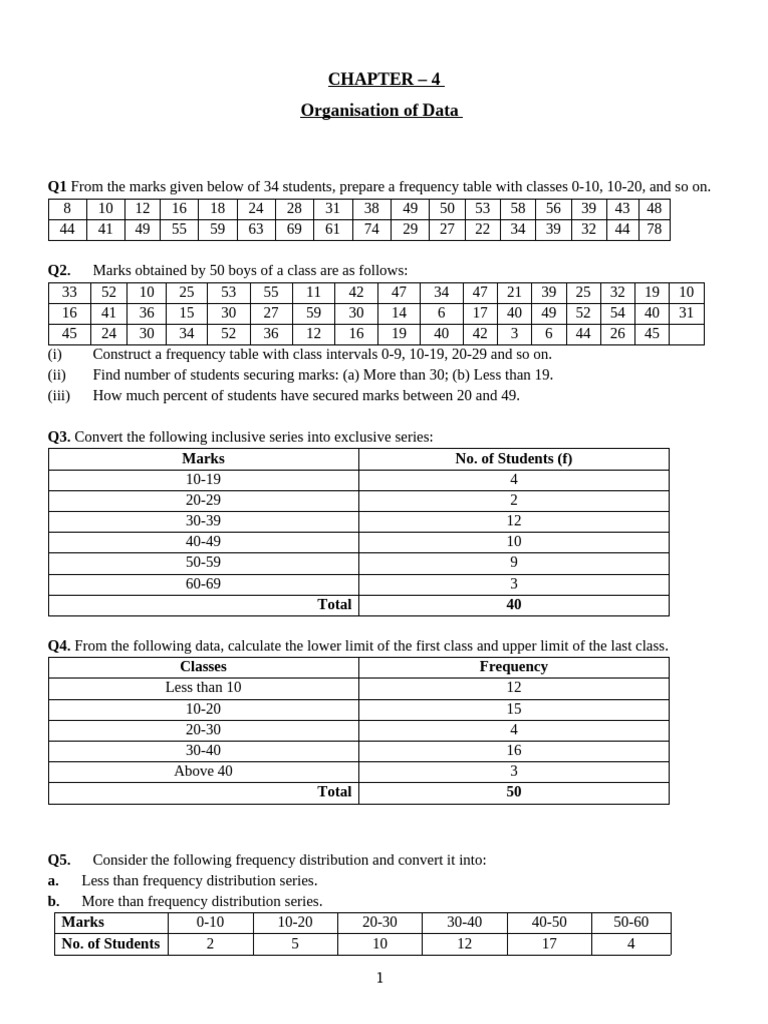Data Organization and Frequency Tables | PDF