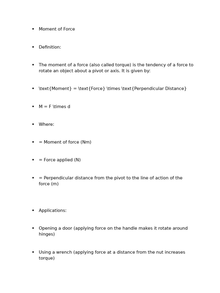 Moment of Forces, and Torque | PDF