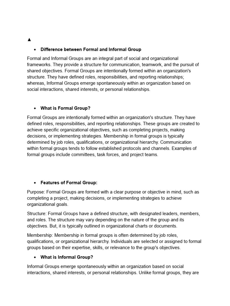Formal vs Informal Groups Explained | PDF | Social Psychology | Business