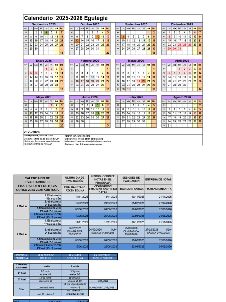 Calendario Escolar 2025-2026 | PDF