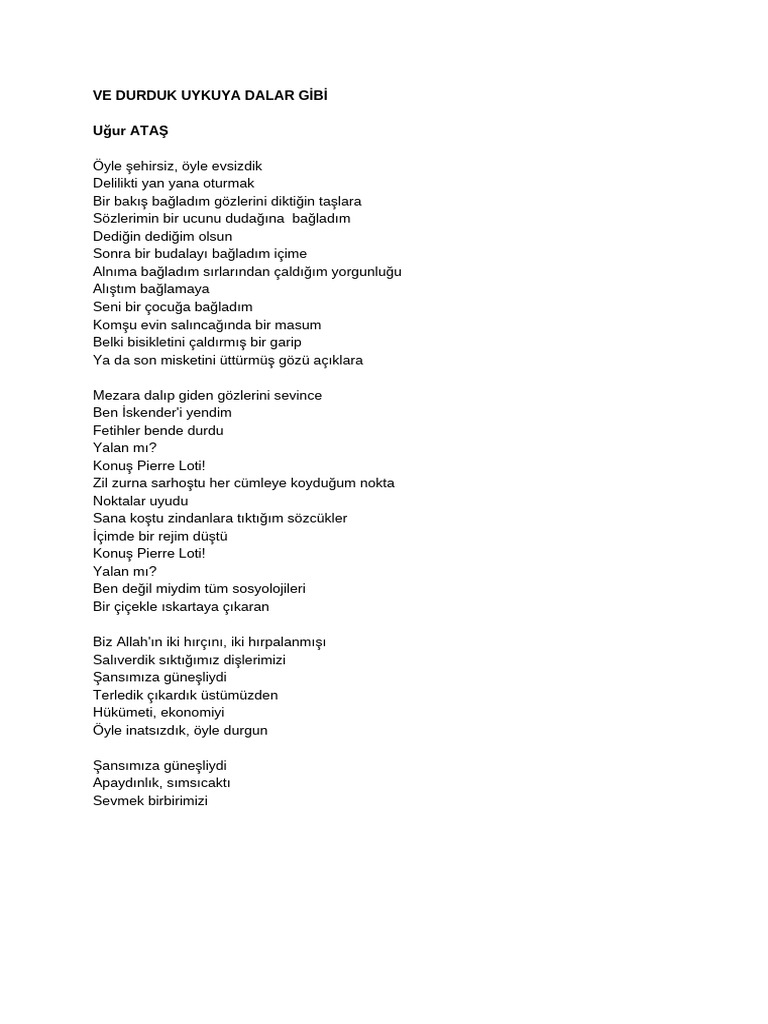Ve Durduk Uykuya Dalar Gi̇bi̇ | PDF