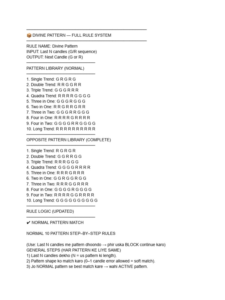 Divine Pattern Candle Prediction Rules | PDF