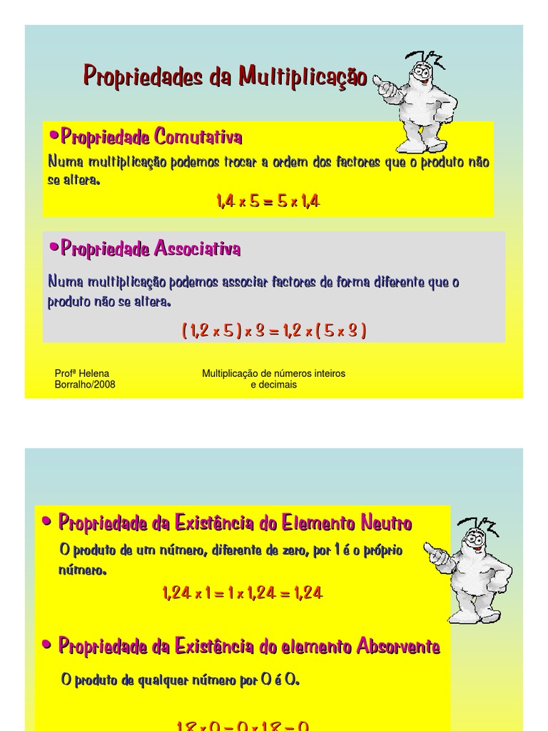 Propriedades Da Multiplicação Inteiro Multiplicação