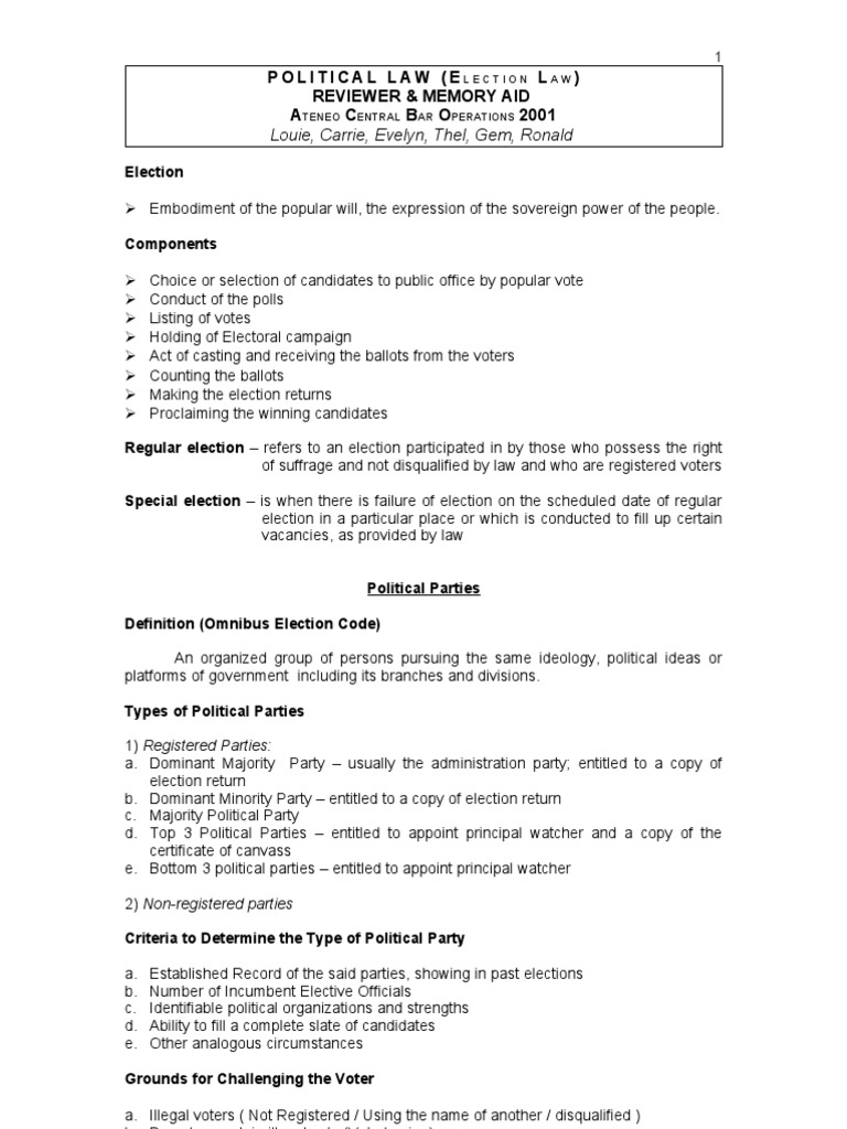 Election Law | PDF | Elections | Commission On Elections (Philippines)