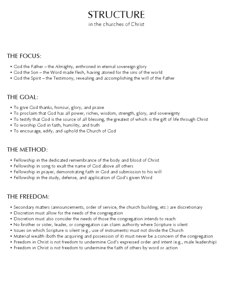 Structure of Worship in Churches of Christ | PDF | Self-Improvement