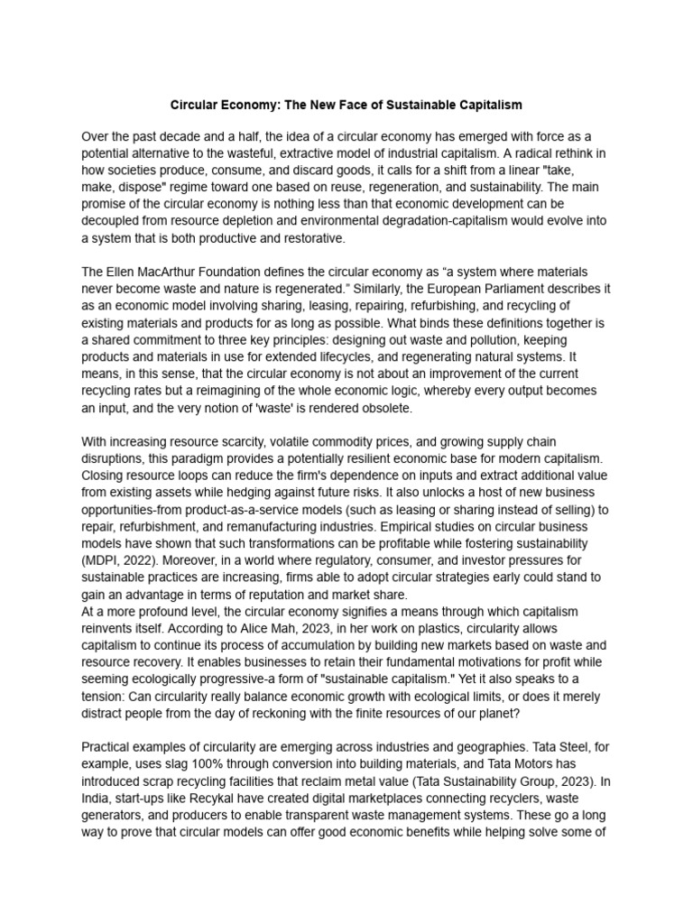 Circular Economy: Rethinking Sustainable Capitalism | PDF ...