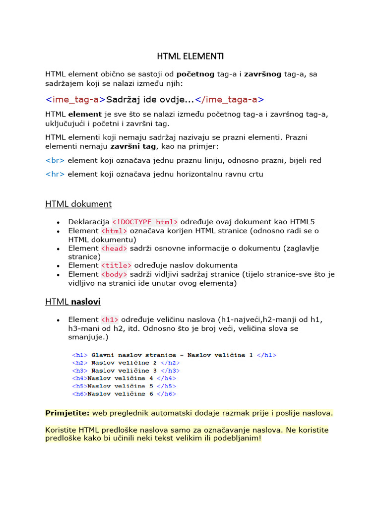Osnovni Primjeri HTML | PDF