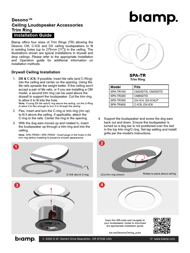 Desono Ceiling Loudspeaker Trim Ring Guide | PDF