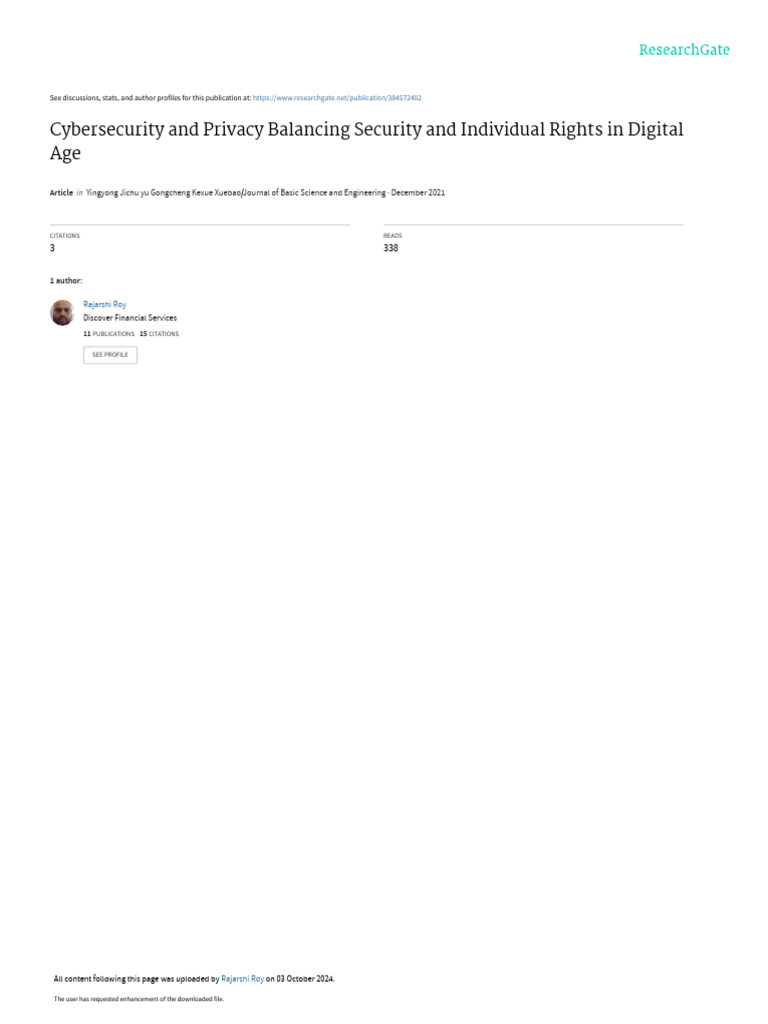 Cybersecurity and Privacy Balancing: Security and Individual Rightsi n ...