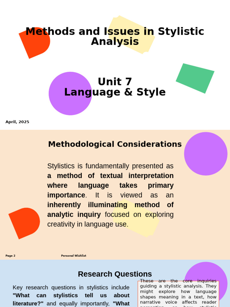 Stylistic Analysis: Methods & Principles | PDF | Linguistics | Analysis