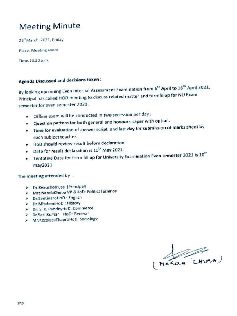 HoD Meeting Minutes | PDF