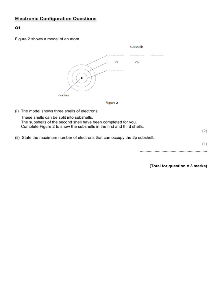 Electronic Configuration Practice Questions | PDF | Electron ...