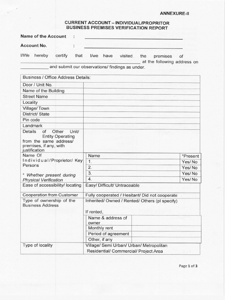 Annexure-II (Business Premises Verification Report) | PDF | Business