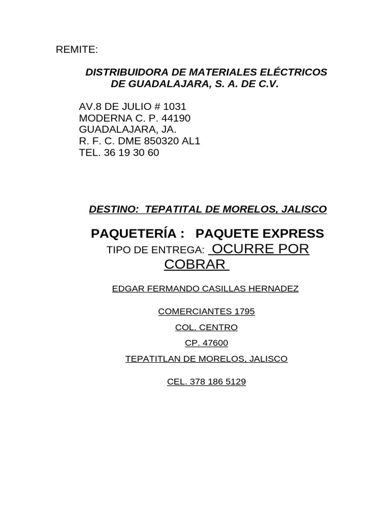 Guia de Embarques | PDF