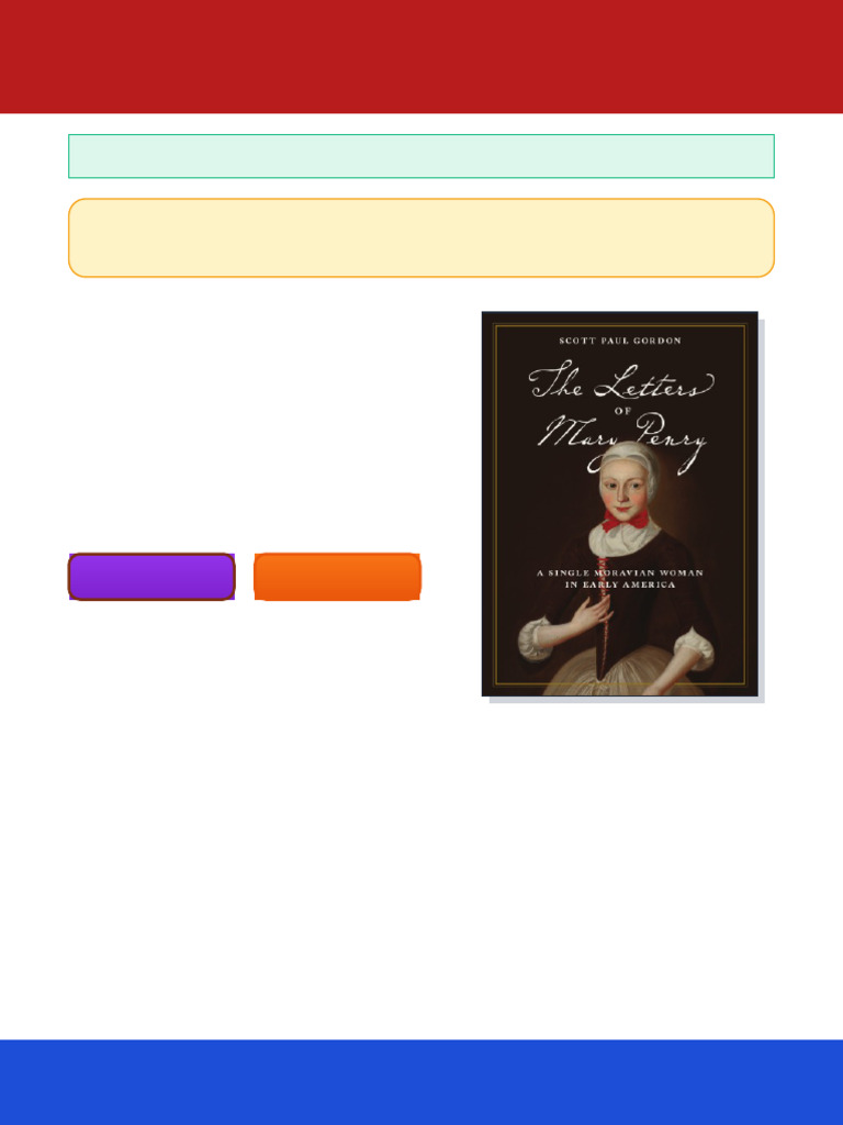 The Letters of Mary Penry A Single Moravian Woman in Early America ...