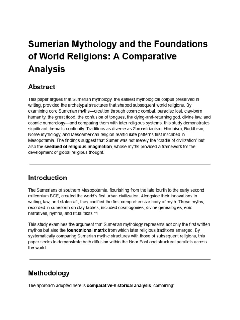 Sumerian Myths: Roots of World Religions | PDF | Flood Myth | Sumer
