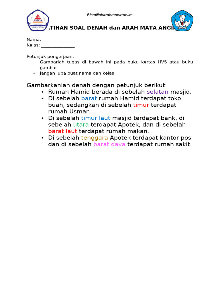 Latihan Soal Denah dan Arah Angin | PDF