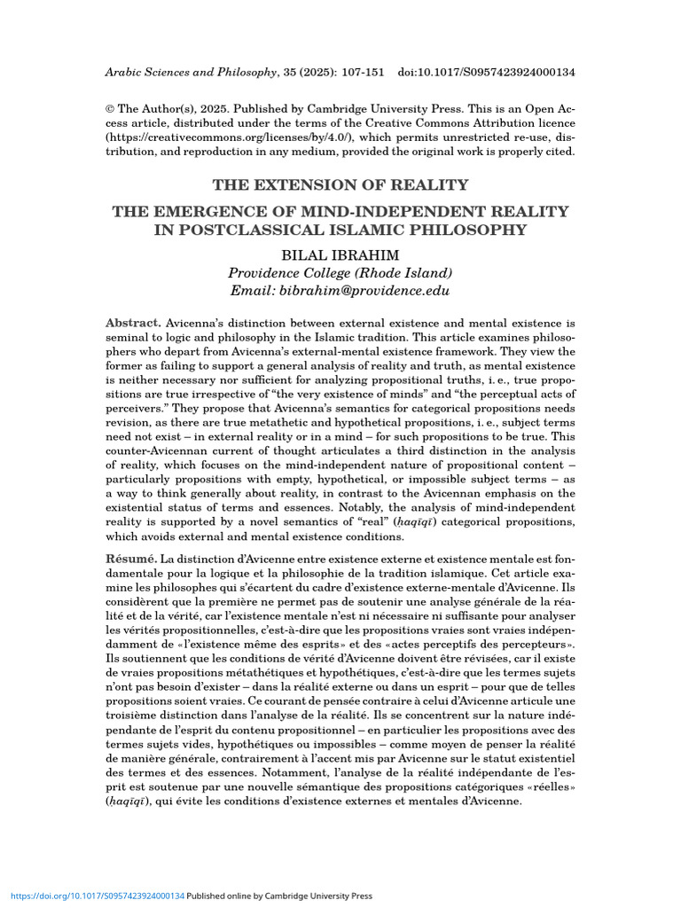 Mind-Independent Reality in Islamic Philosophy | PDF | Existence | Truth