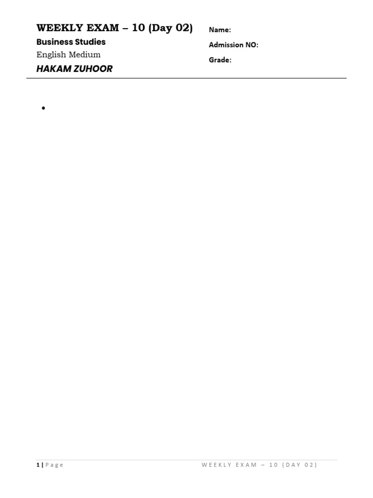Weekly Exam 10 Day 02 | PDF | Interest | Economies
