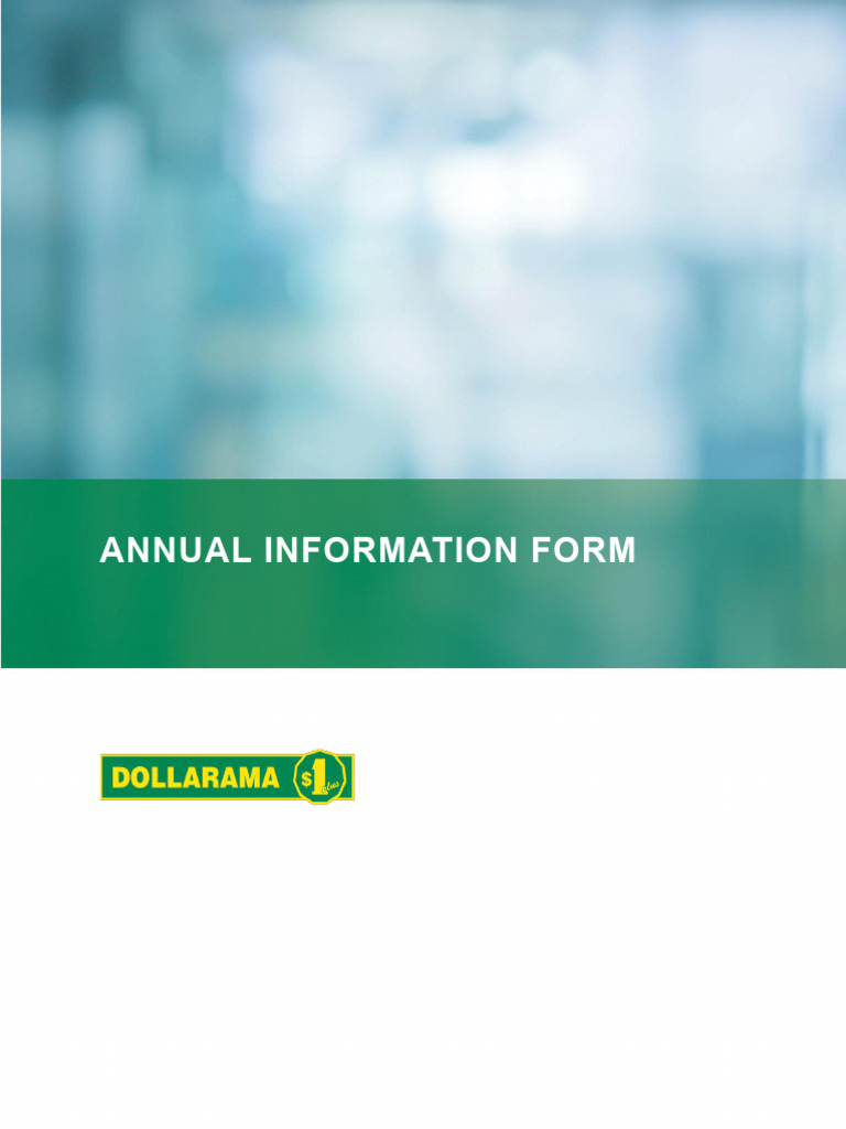 Dollarama 2025 Annual Information Form | PDF | Retail | International ...