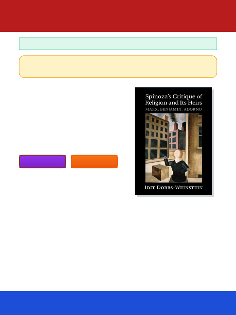 Spinoza S Critique of Religion and Its Heirs Marx Benjamin Adorno 1st ...