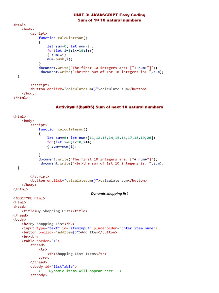 Coding of Chapter 3 Javascript | PDF | Computer Programming | Software ...