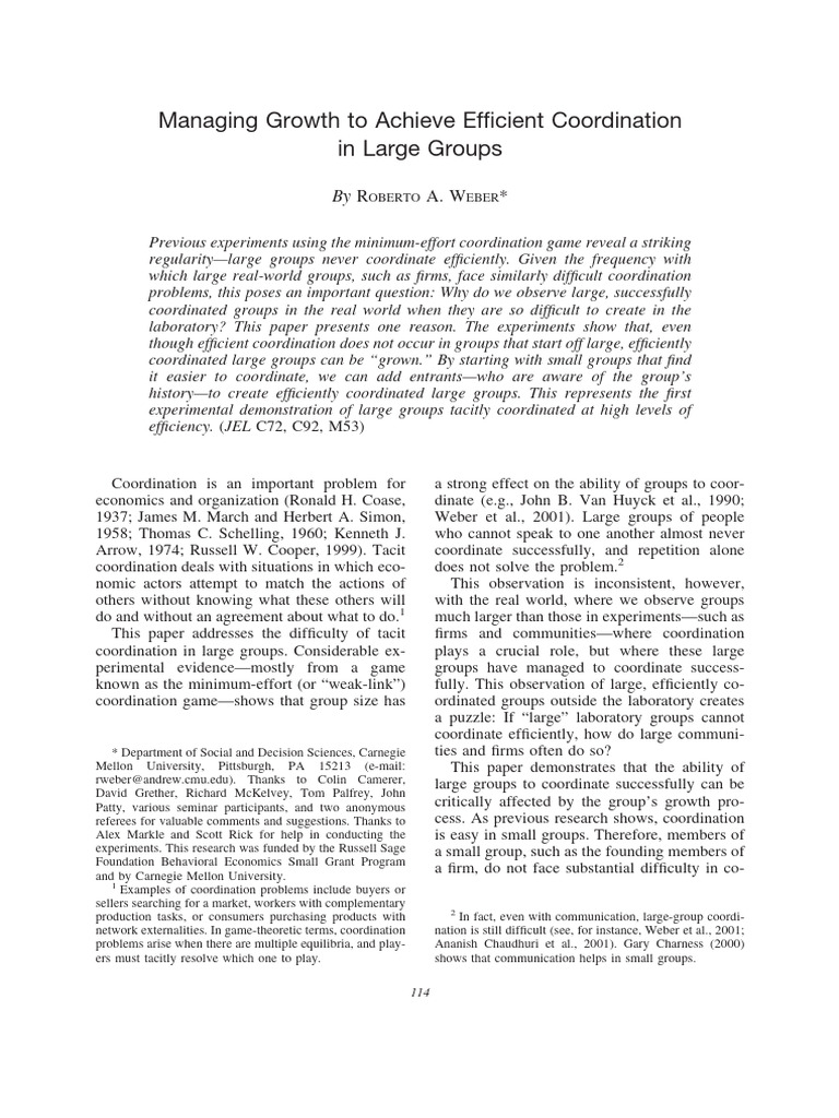 2006 Managing Growth To Achieve Efficient Coordination in Large Groups ...