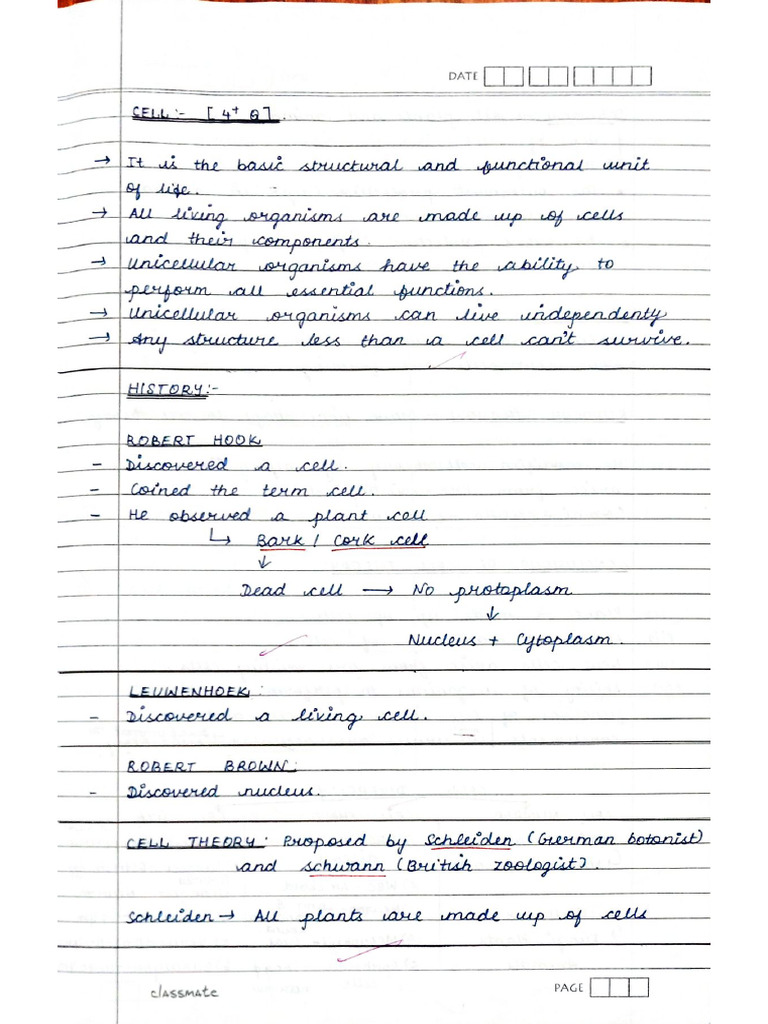 Cell - The Unit of Life Notes | PDF