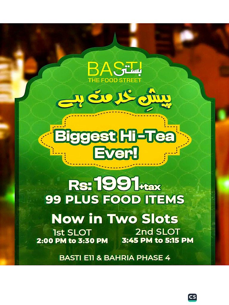 Basti Hi Tea Menu 2k25 | PDF