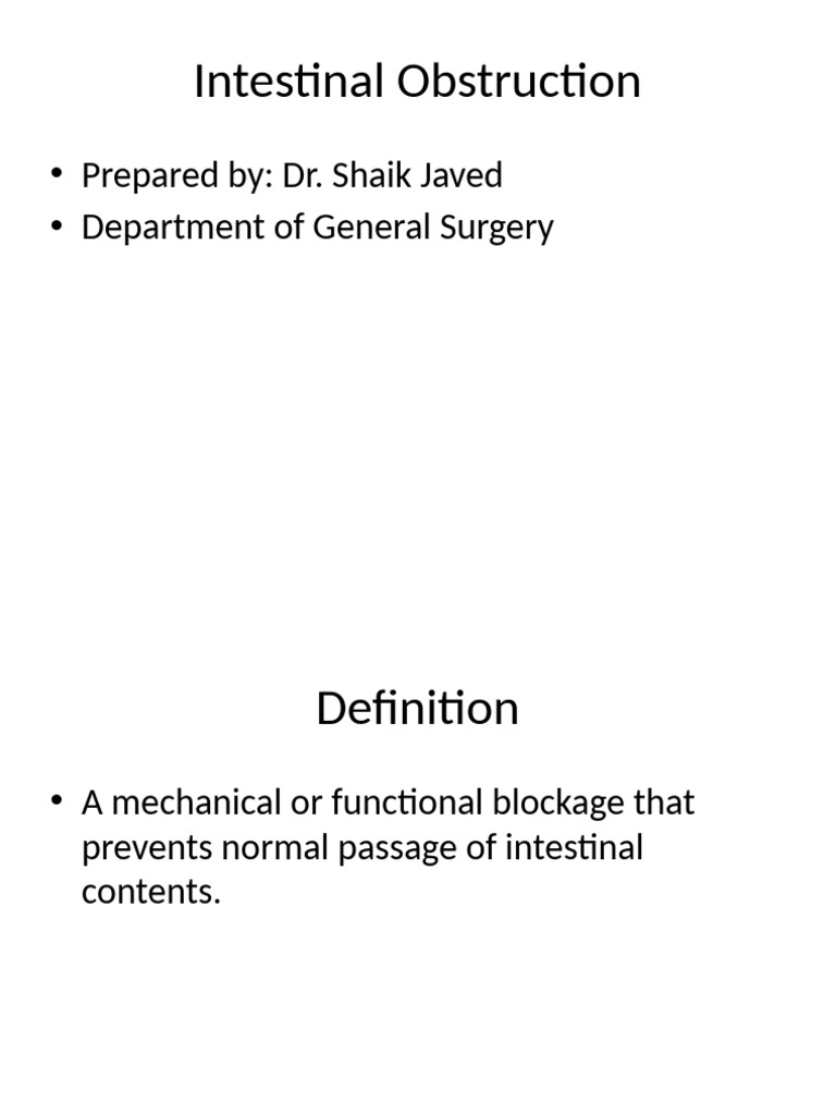 Intestinal Obstruction Presentation | PDF