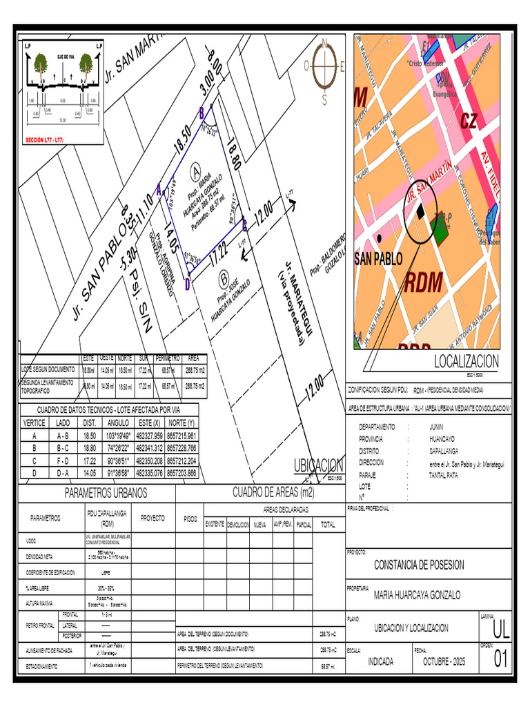 PLANO DE UBICACION Y LOCAL - DEL TERRENO MATRIZ-Layout1 | PDF
