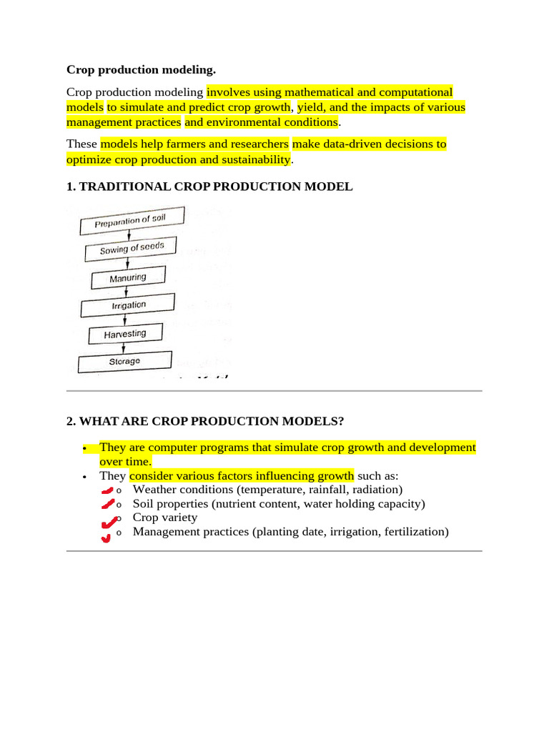 Crop Production Modeling | PDF | Agriculture | Soil