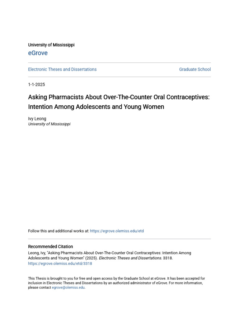 Asking Pharmacists About Over-The-Counter Oral Contraceptives_ In | PDF ...