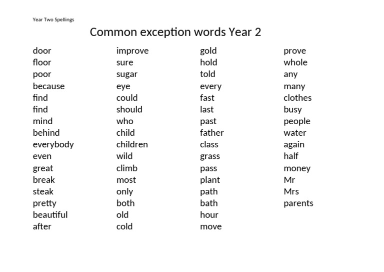 Spelling Year 2 | PDF