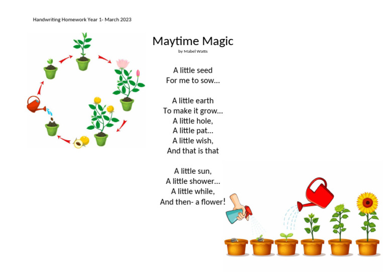 Year 1 Handwriting Homework - March 2023 | PDF