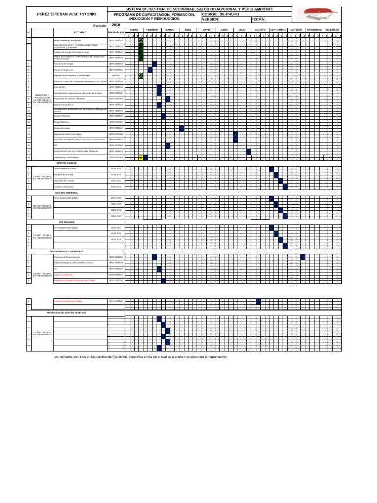 Matriz de Seguimiento de Capacitación Personal | PDF