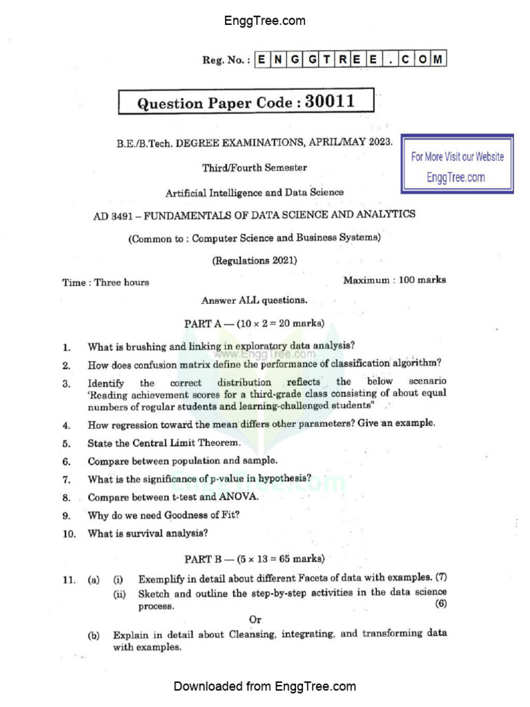 AD3491 Fundamentals of Data Science and Analytics Apr May 2023 Question ...