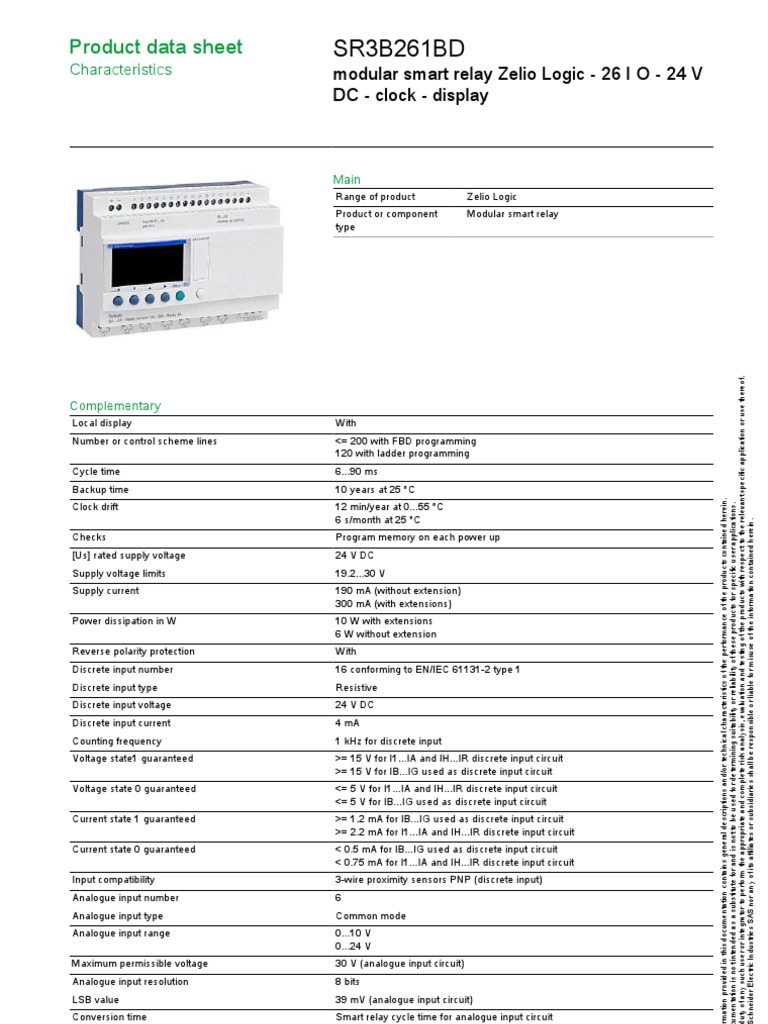 Zelio Logic SR3B261BD | PDF | Relay | Computer Engineering