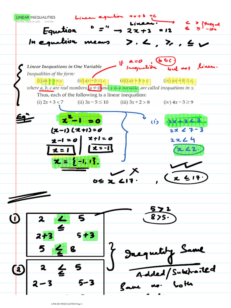 Linear Inequation Last Lec + Extra Questions | PDF