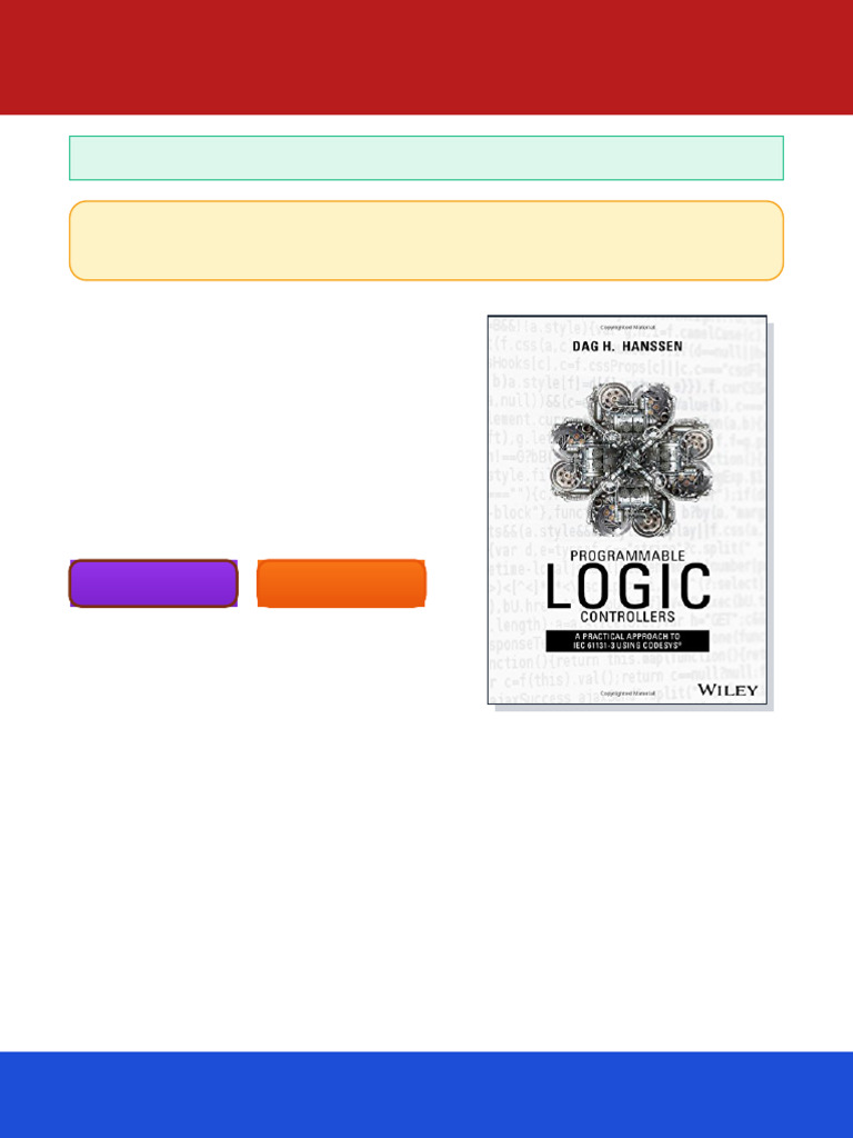 Programmable Logic Controllers A Practical Approach To IEC 61131 3 Using CoDeSys 1st Edition Dag ...