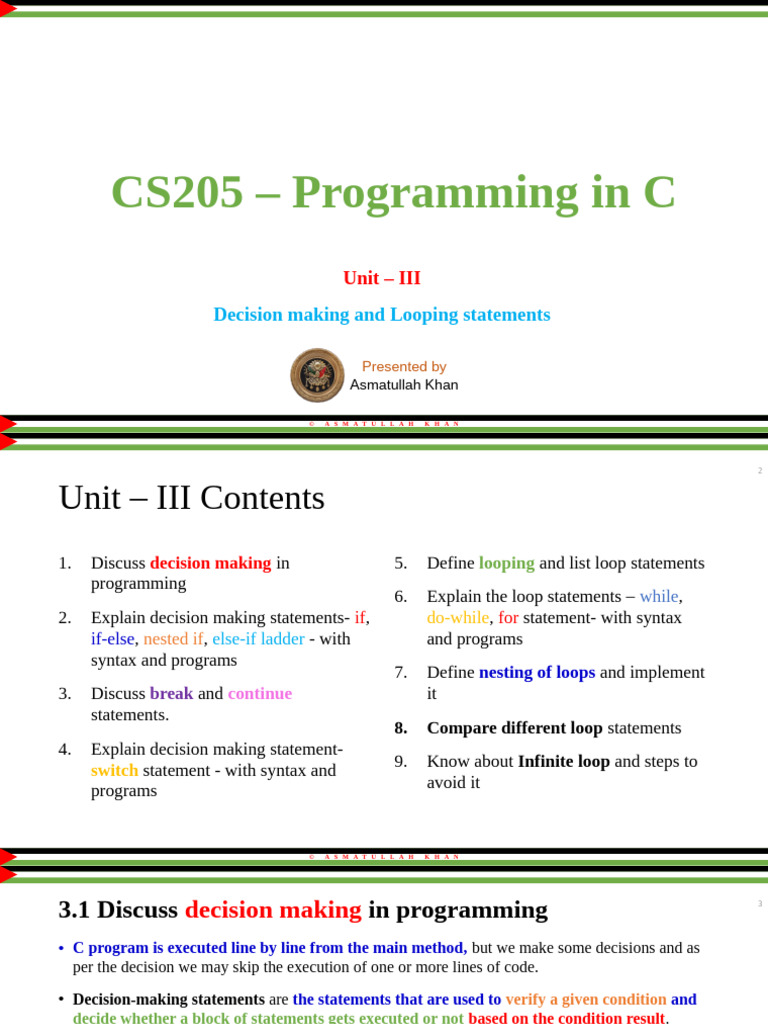 C Programming: Decision Making & Loops | PDF | Control Flow | Computer ...