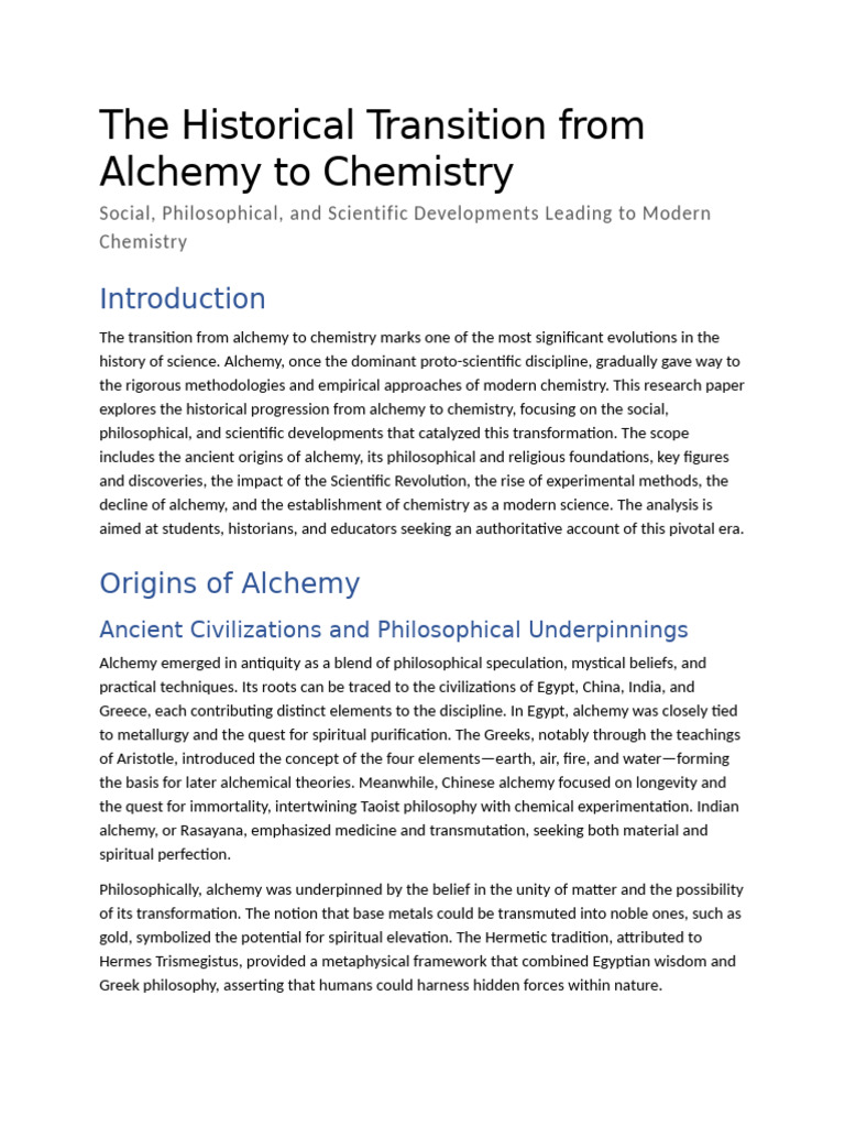Alchemy to Chemistry: A Historical Overview | PDF | Alchemy | Hermeticism
