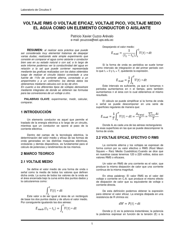 Voltaje Rms o Voltaje Eficaz | PDF | voltaje | Energia electrica