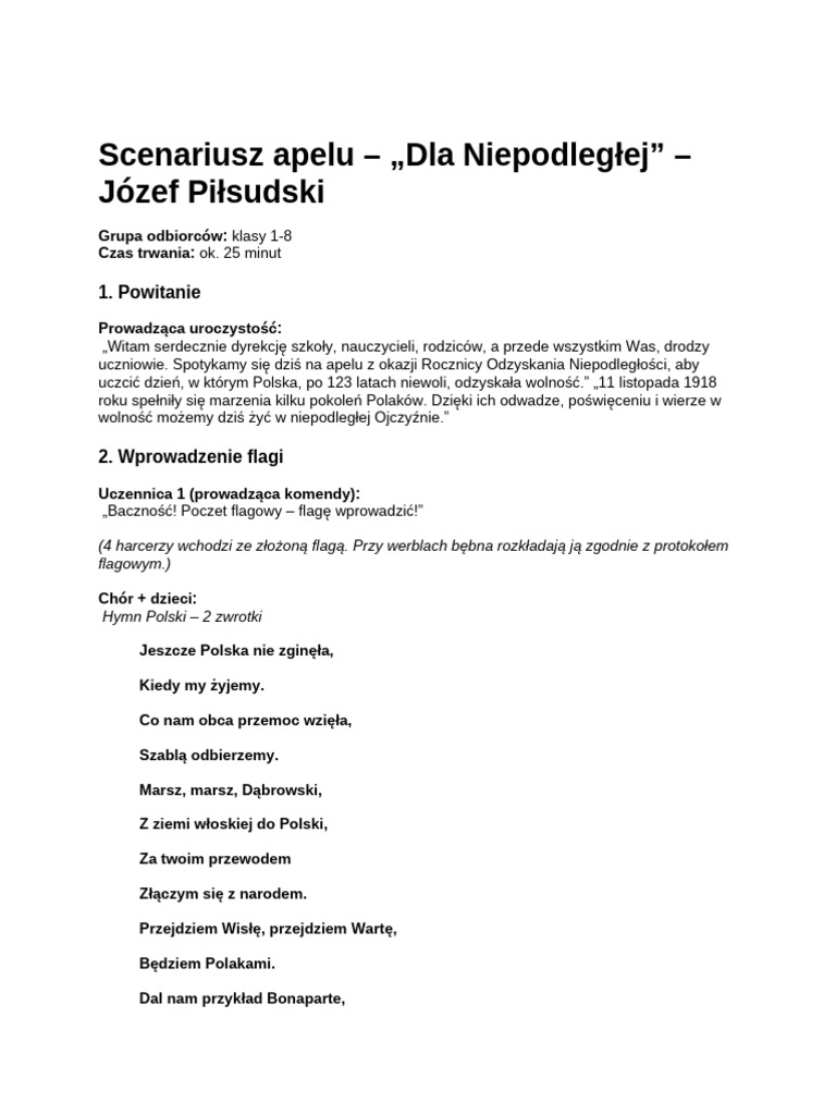 Scenariusz Apelu 11 Listopada | PDF