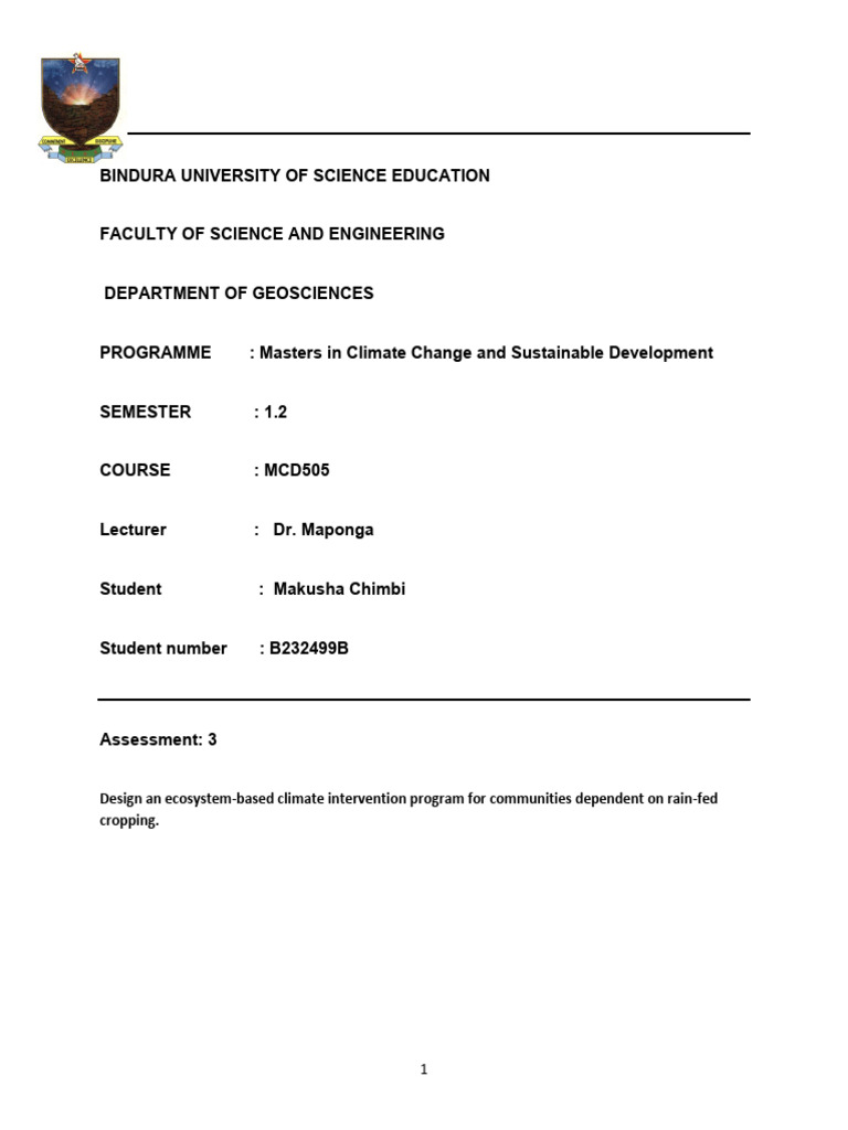 Makusha Chimbi B232499B MCS505 Assignment | PDF | Agriculture | Soil