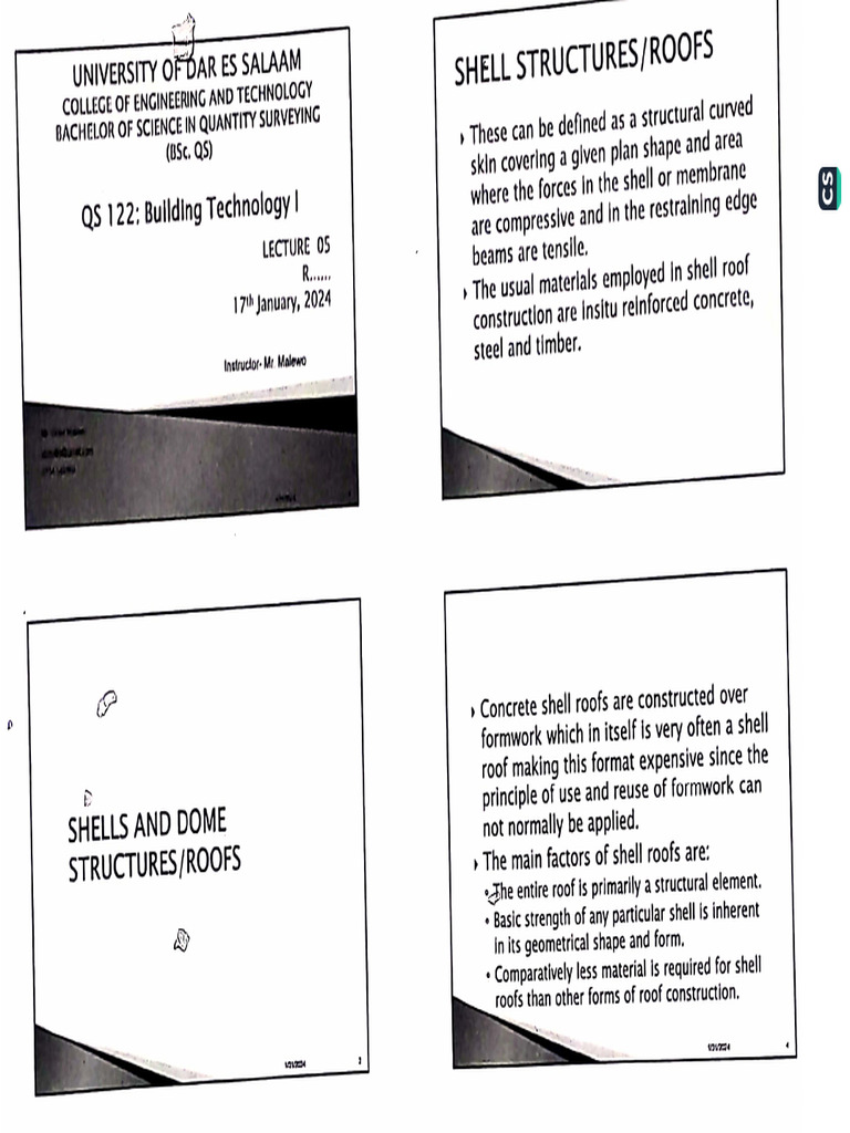 Shells and Dome Structures or Roofs | PDF