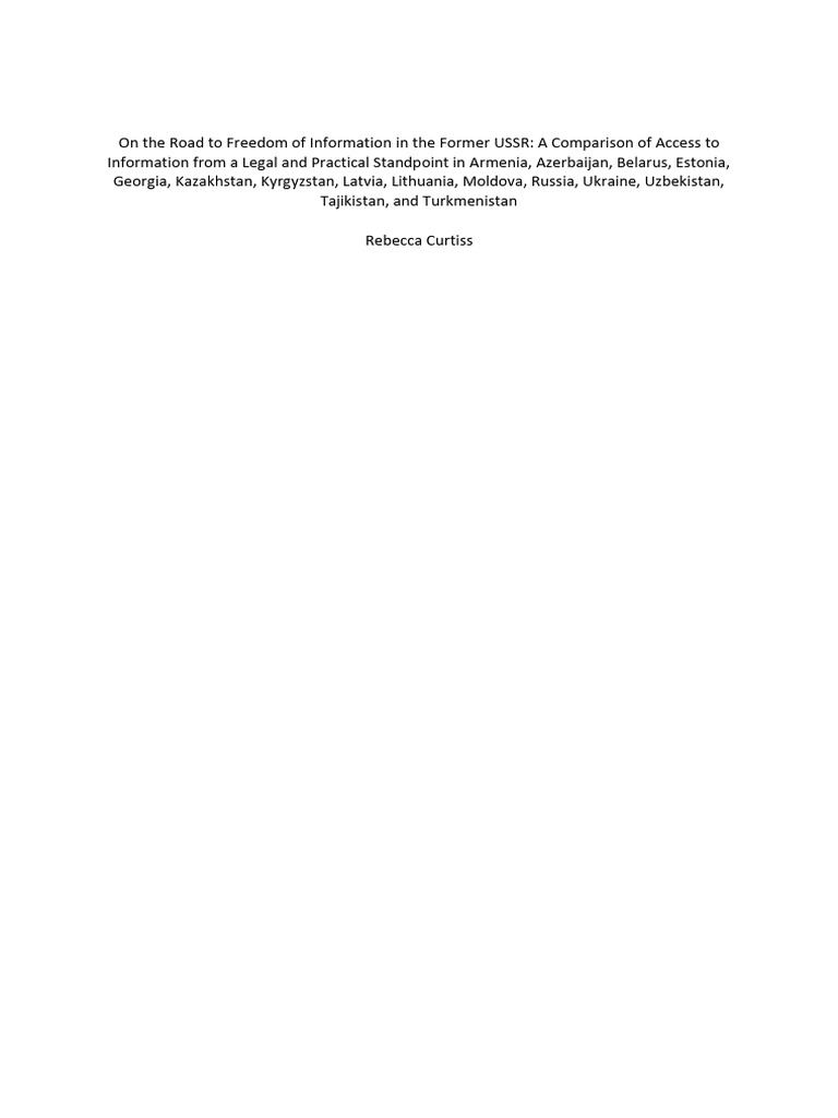 FOI Access in Former USSR States | PDF | Freedom Of Information Laws By ...