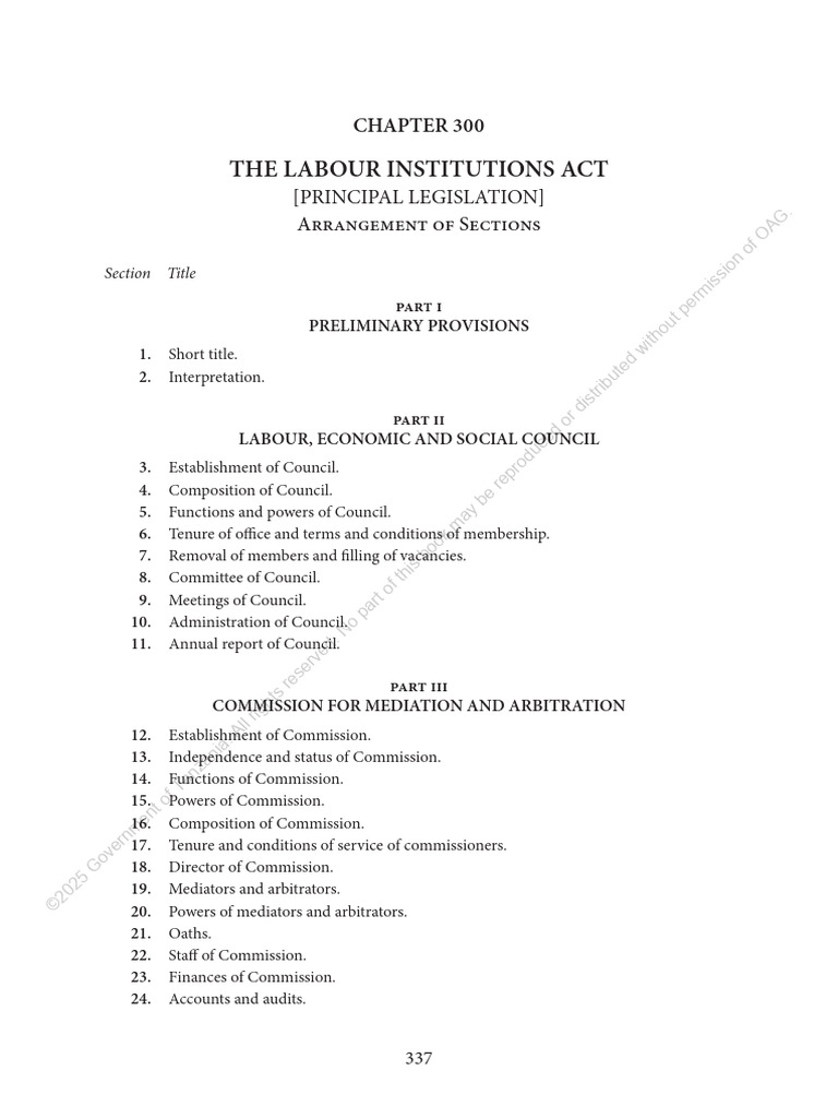 The Labour Institutions Act | PDF | Common Law | Government