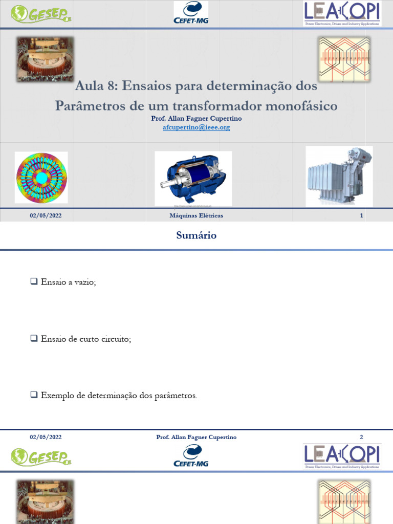Ensaios Para Determinao Dos Parmetros Do Transformador | PDF ...