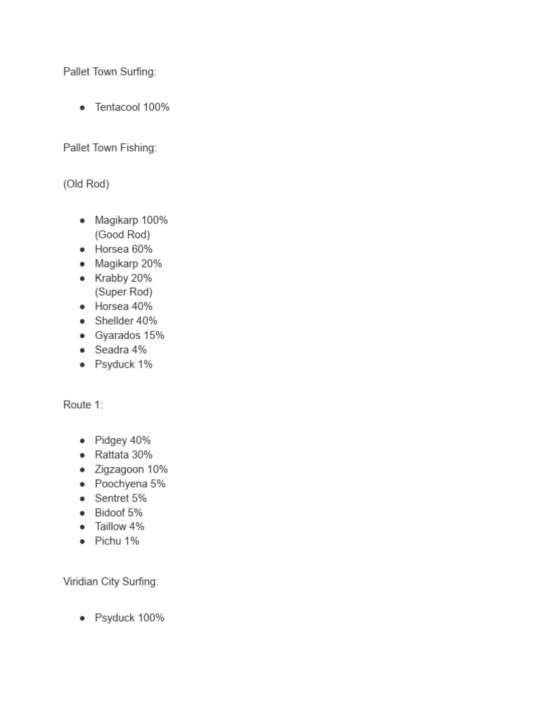 Pokémon Catch Rates by Location | PDF | Pokémon